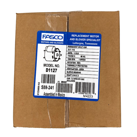 D1127 Motor FASCO 1/12 HP, 1550 RPM, 115/230V, 1.1/0.6A, Permanent ...